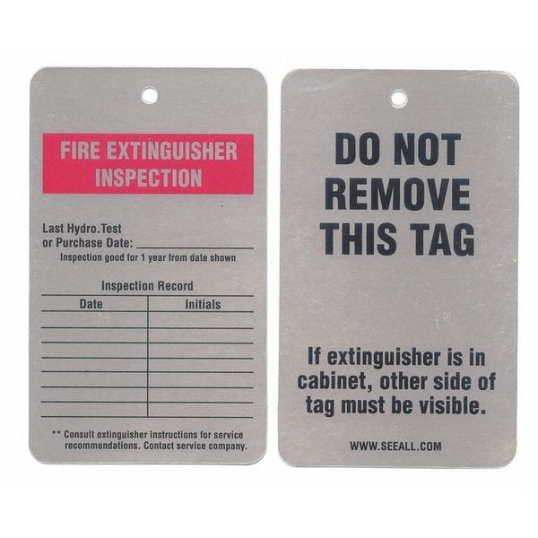 See All Industries Inspect Tag,Embossable Alum,5"H,3"W,PK25 TUF-FIRE ...