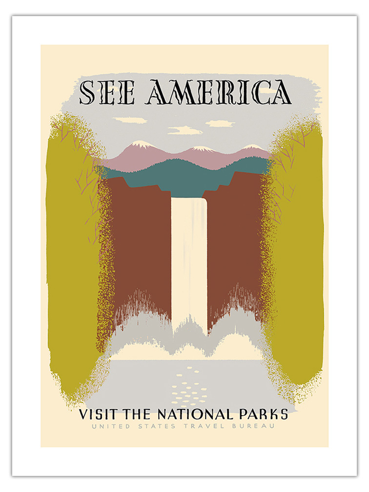 See America - Visit the National Parks - Waterfall - Vintage Travel ...