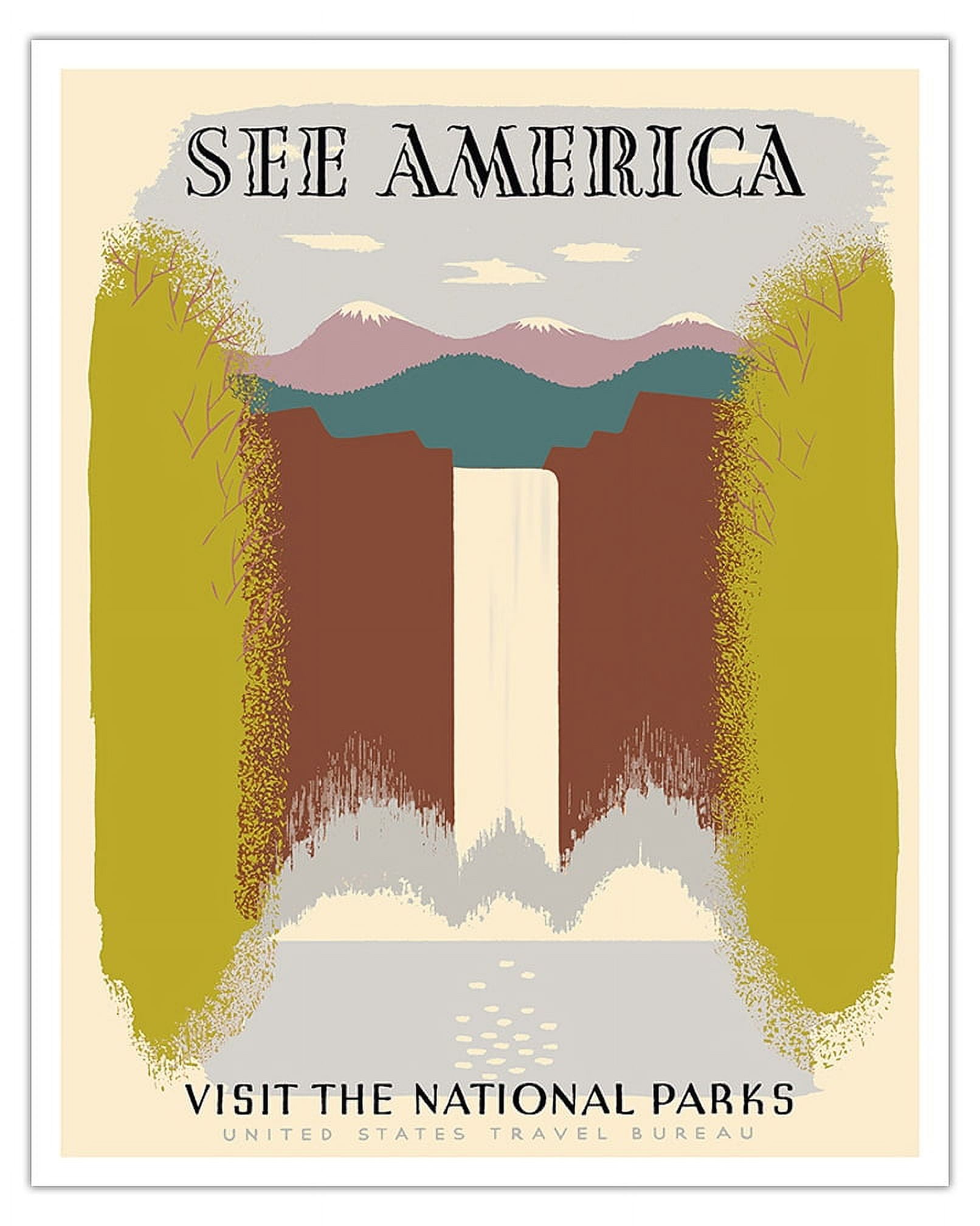 See America - Visit the National Parks - Waterfall - Vintage Travel ...