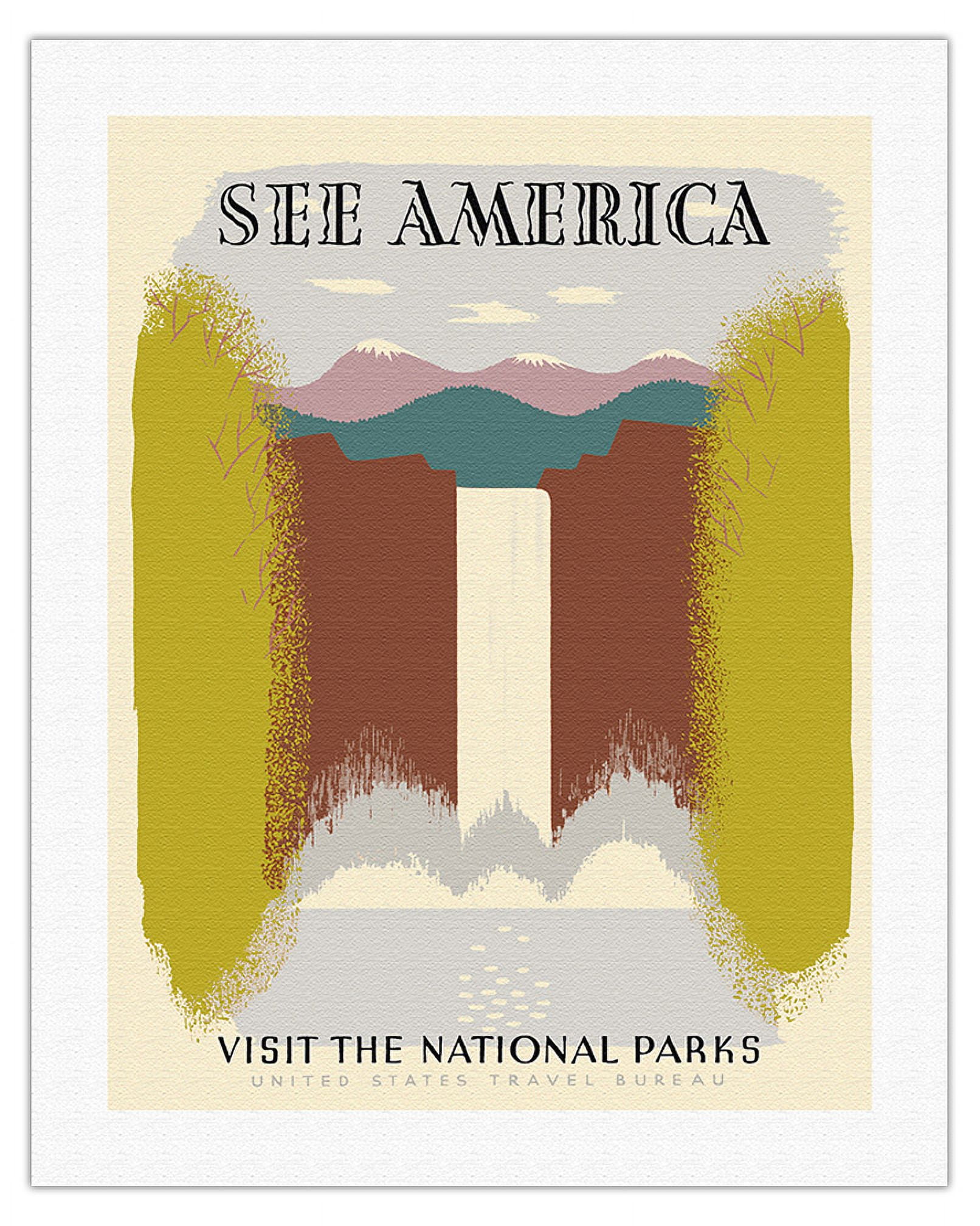 See America - Visit the National Parks - Waterfall - Vintage Travel ...