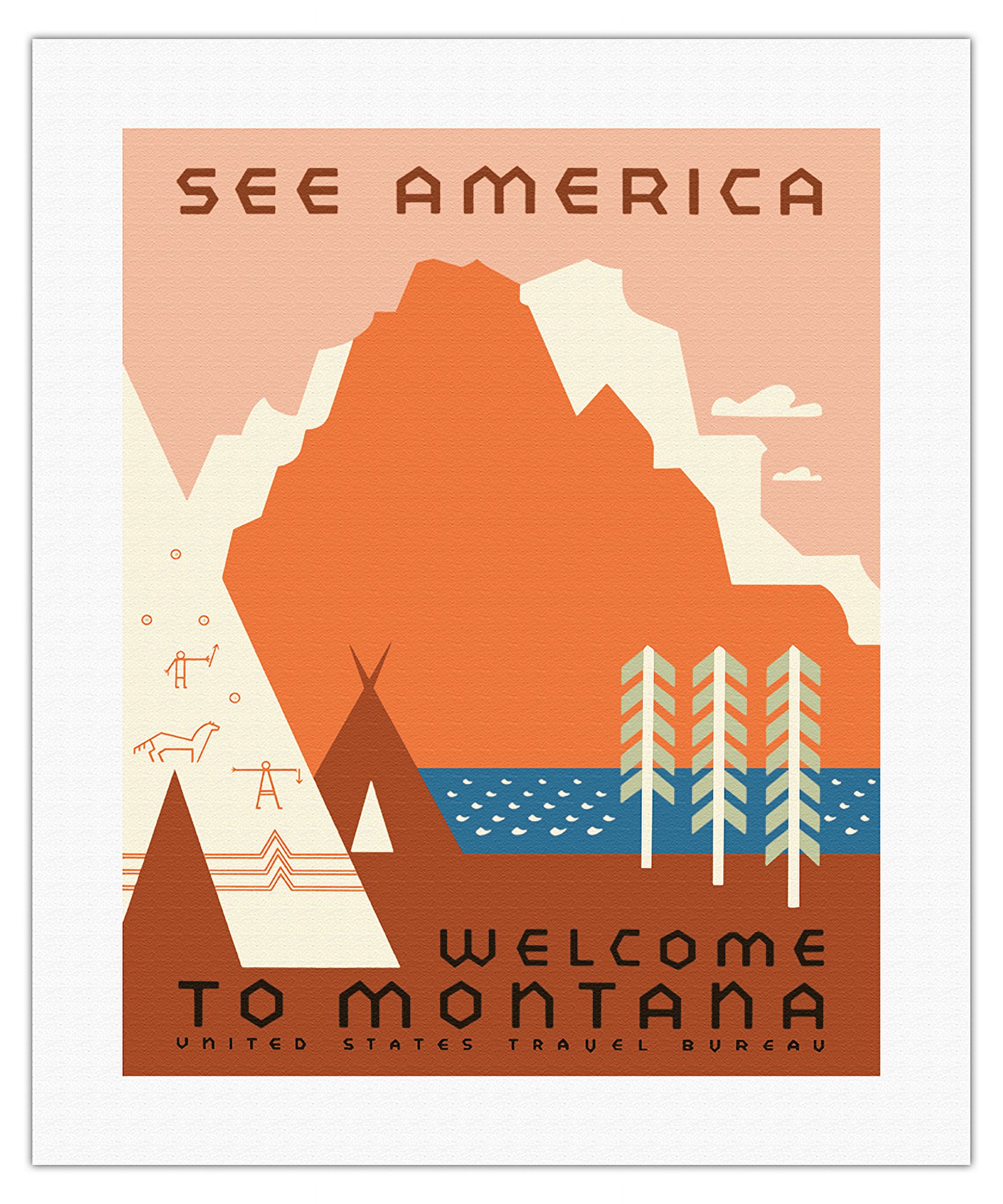 See America - Welcome to Montana - Vintage Travel Poster by Jerome ...