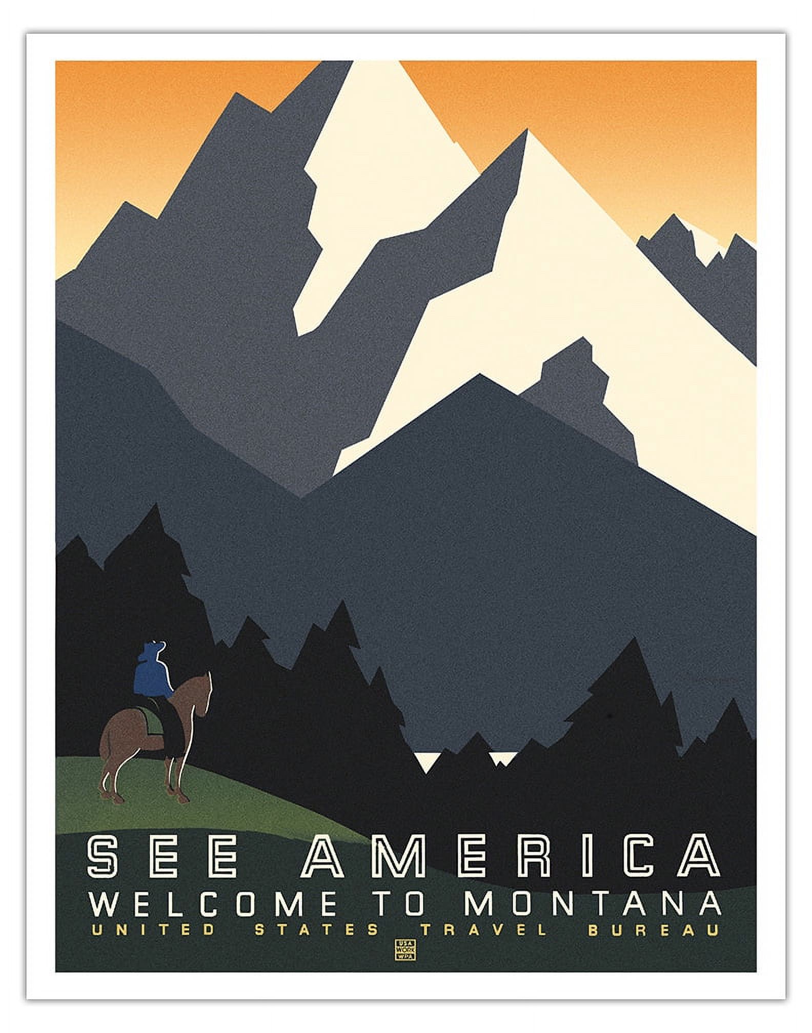 See America Welcome to Montana - Vintage Travel Poster by Martin ...