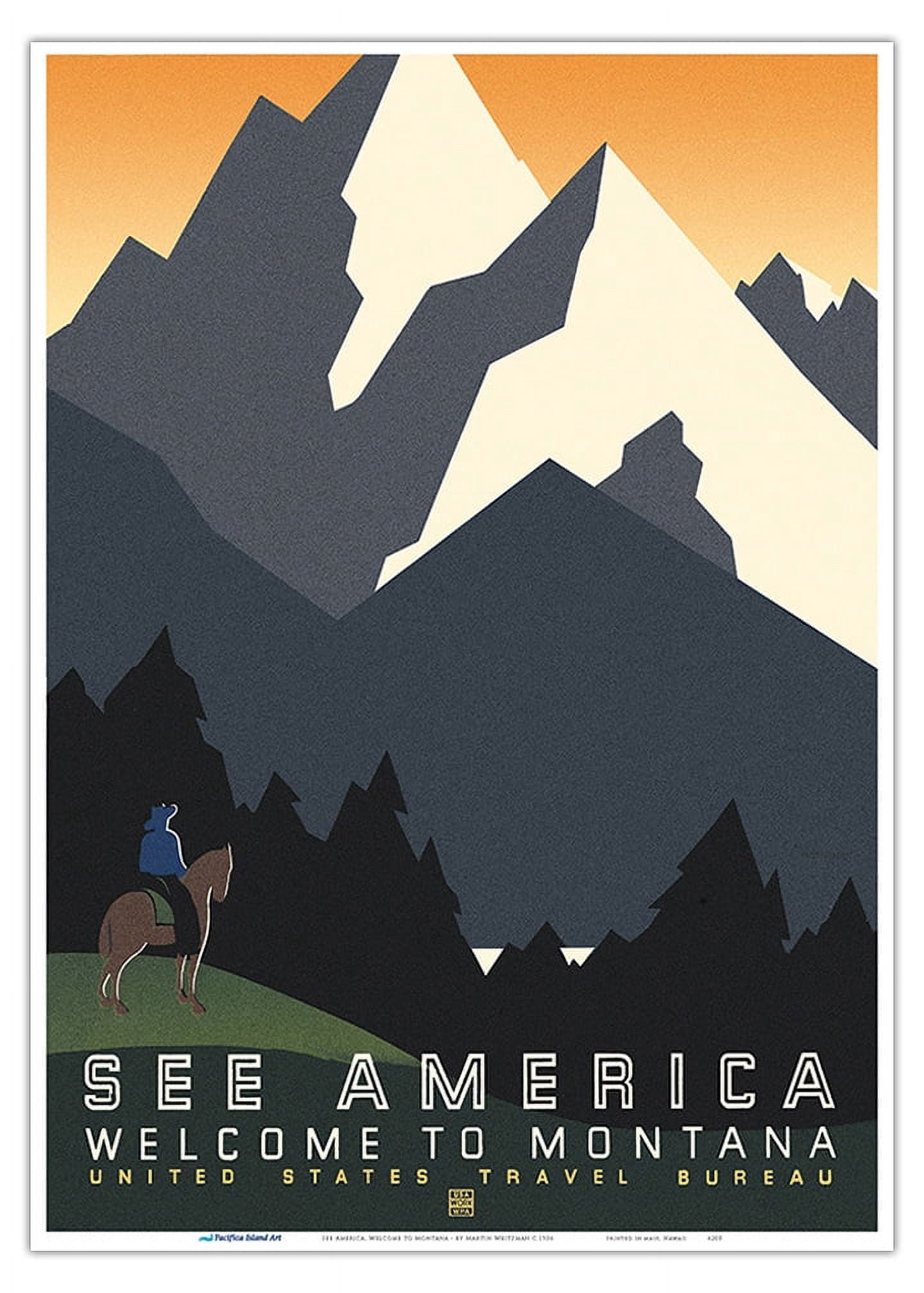 See America Welcome to Montana - Vintage Travel Poster by Martin ...