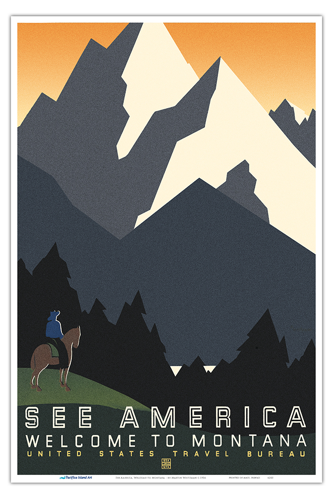 See America Welcome to Montana - Vintage Travel Poster by Martin ...