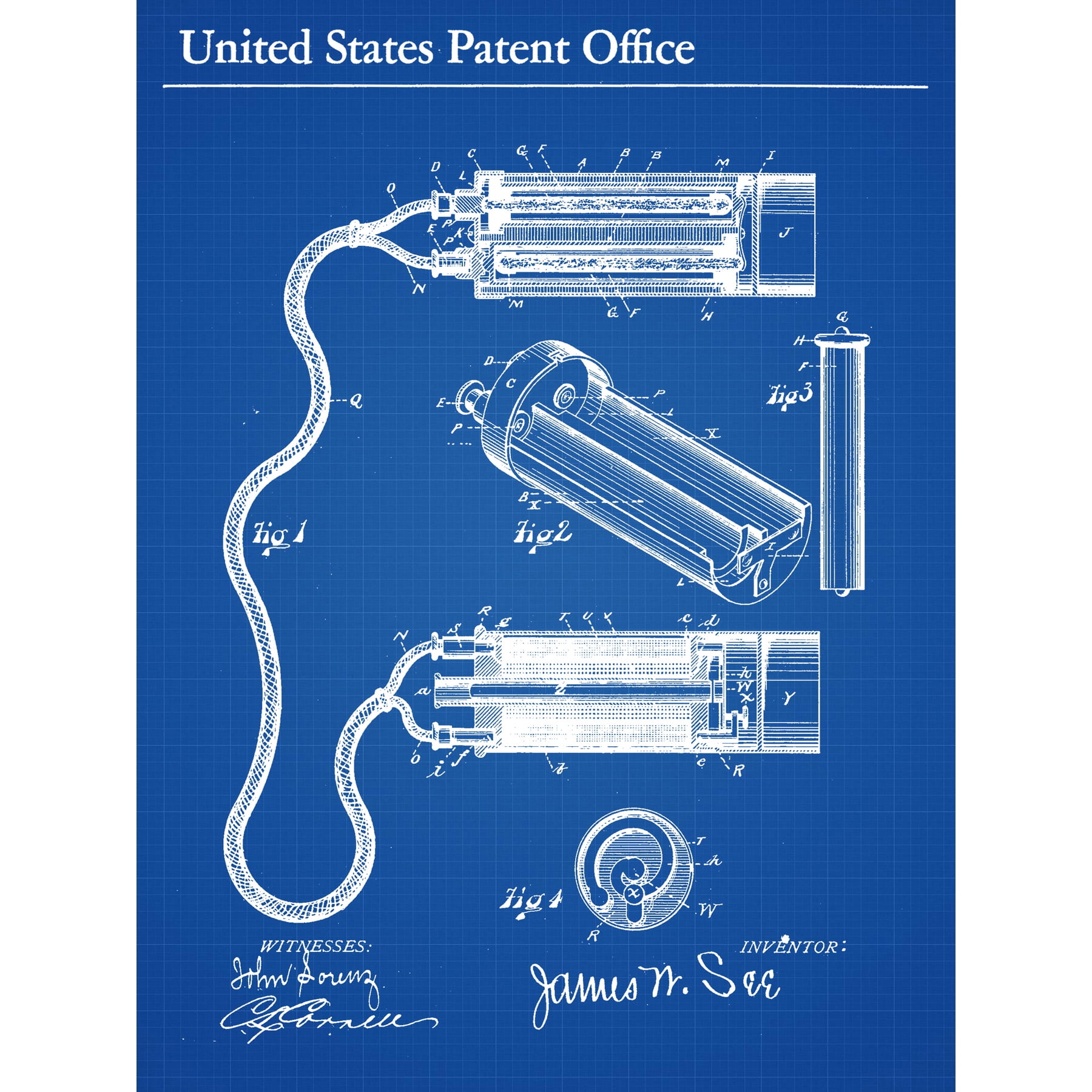 See Electro Therapeutic Apparatus 1882 Patent Plan Extra Large XL Wall ...