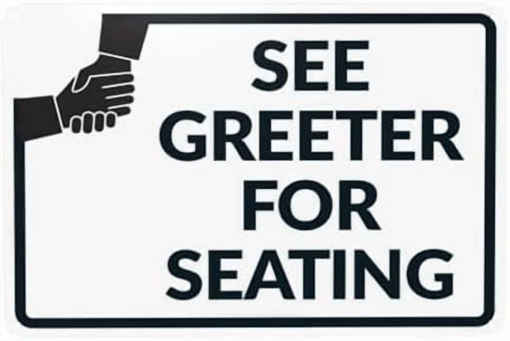 See Greeter For Seating With Graphic Warning Sign, Door Metal Signs for ...