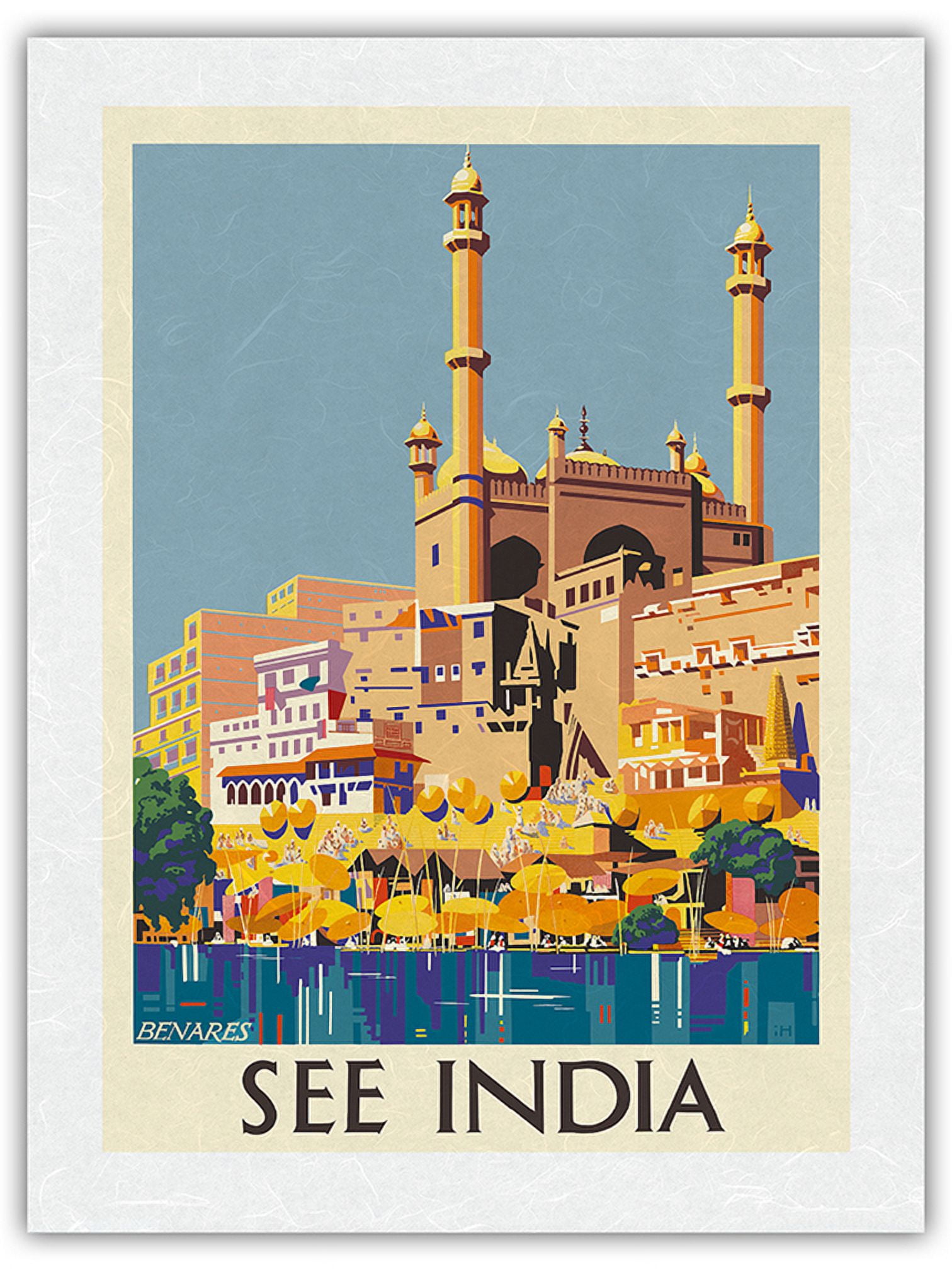 See India - Benares (Varanasi) - Ganges River - Vintage Travel Poster by Charles “Shep” Shepard ...