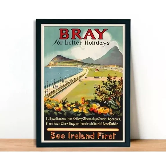 See Ireland First Bray Ireland Vintage Travel Poster NO FRAMED POSTER ...