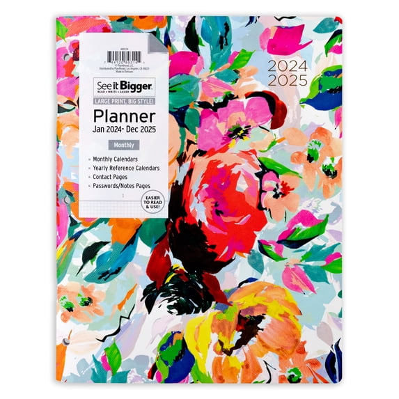See It Bigger 24-Month Planner, Floral Design, Premium Thick Paper ...