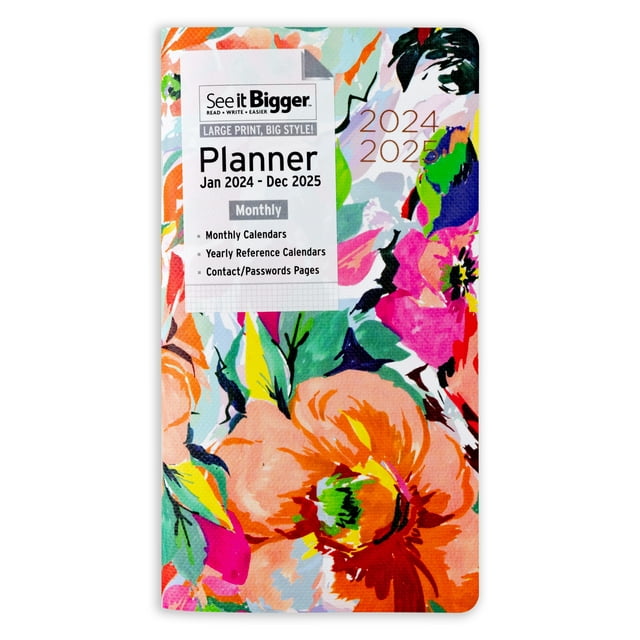 "See It Bigger 2-Year Pocket Planner (6.75"" x 3.75""), Monthly, Floral ...