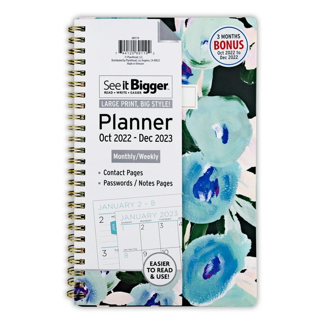 See It Bigger Monthly & Weekly Planner, Oct 2022 - Dec 2023 (5.75" x 8. ...