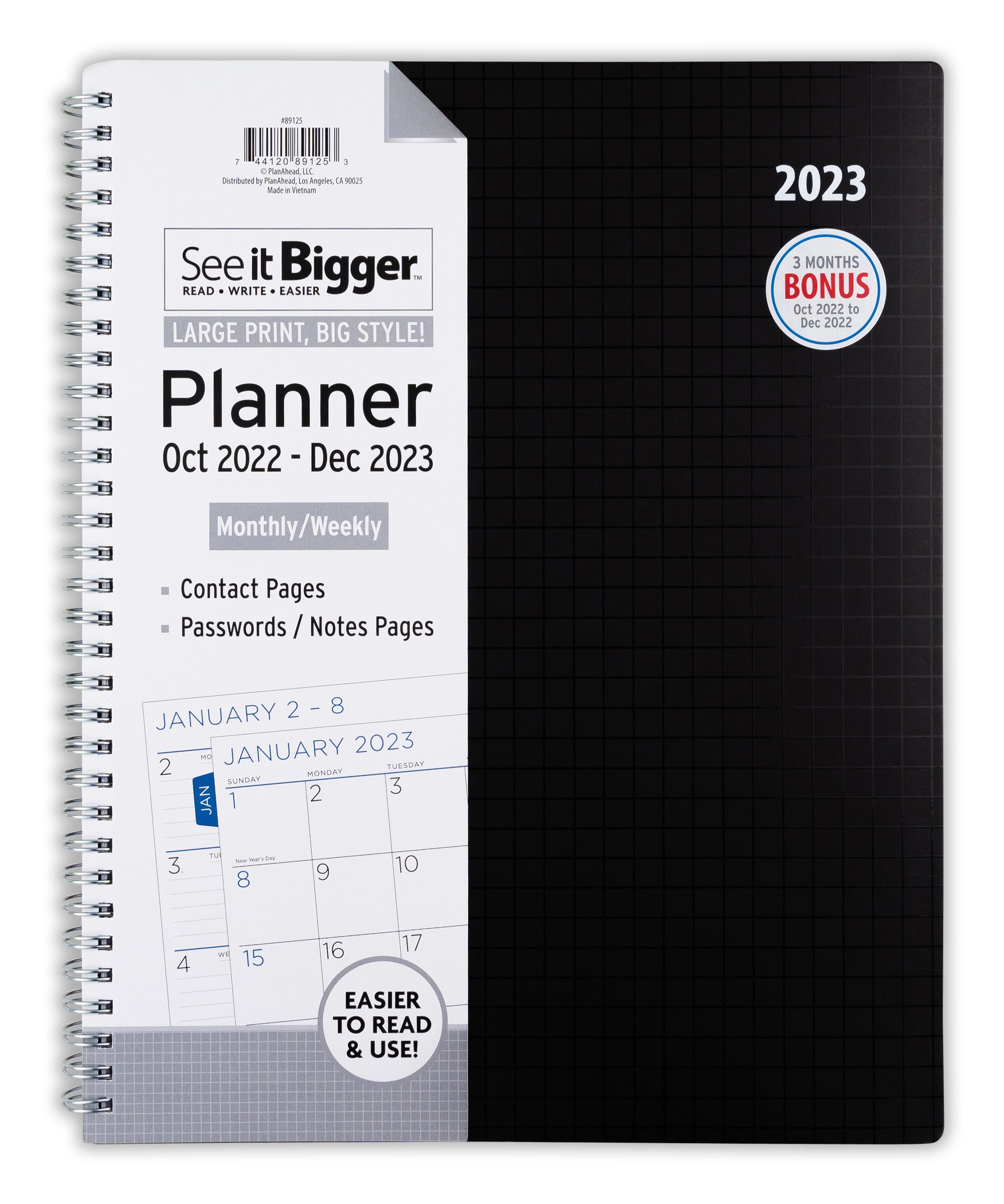 See It Bigger Monthly & Weekly Planner, Oct 2022 - Dec 2023 (9.75" x 11 ...