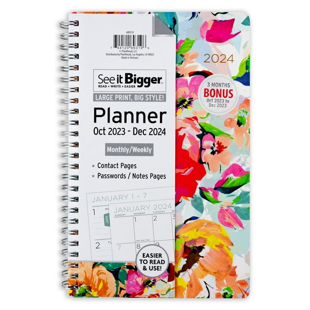 See It Bigger Monthly & Weekly Planner, October 2023 - December 2024 (5 ...