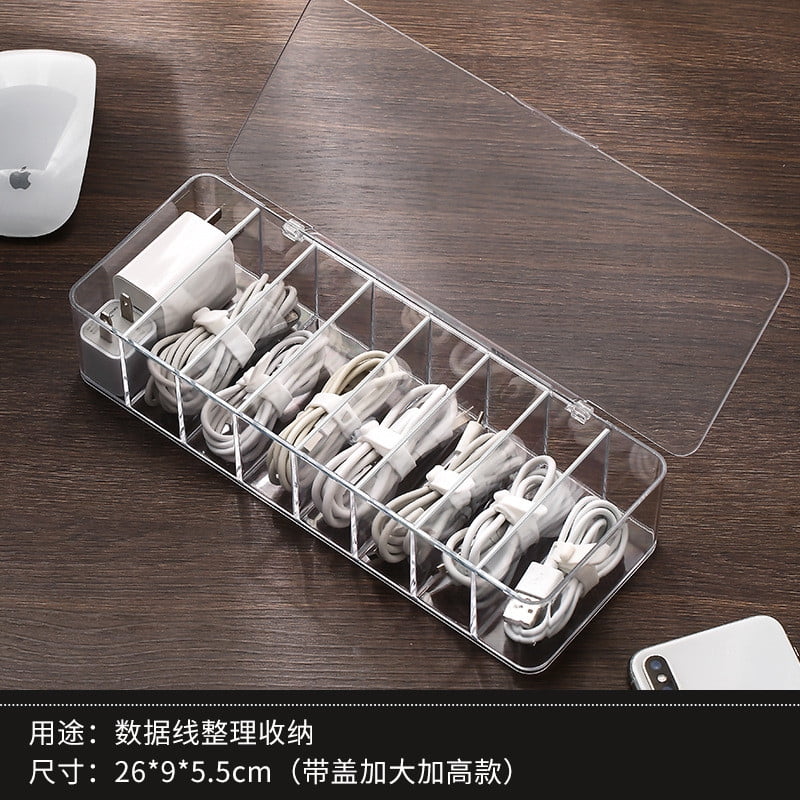See-Through Charge Cable Organizer Box,Data Cable Management Box USB ...