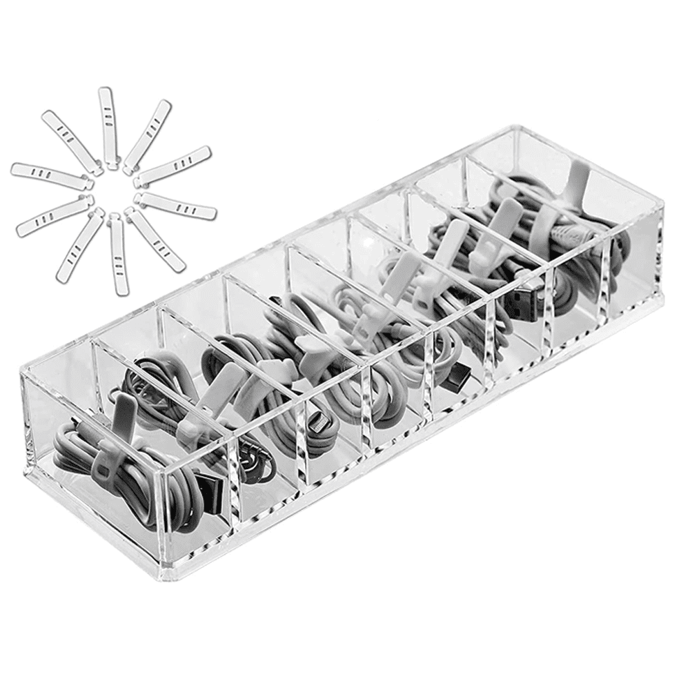 See-Through Charge Cable Organizer Box,Data Cable Management Box USB ...