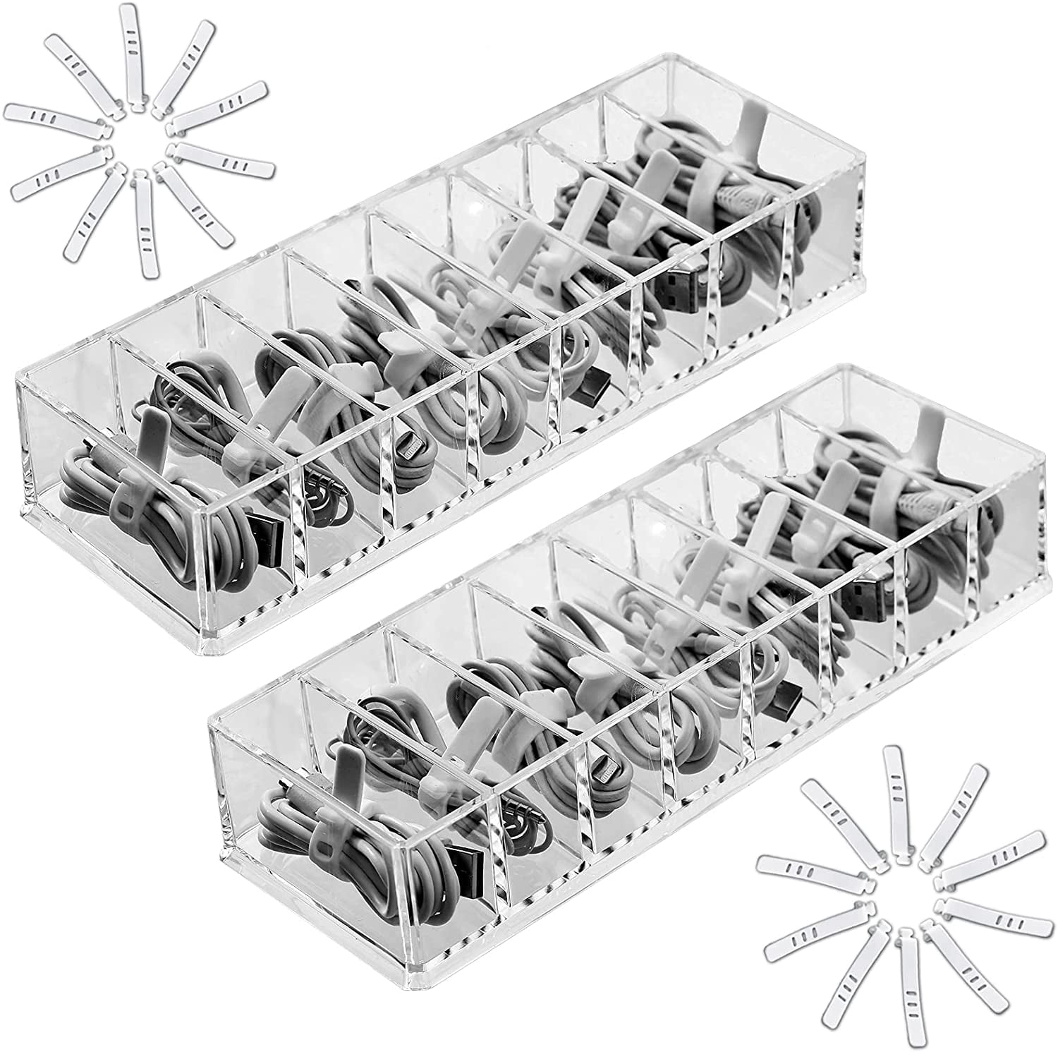 See-Through Charge Cable Organizer Box,Data Cable Management Box USB ...