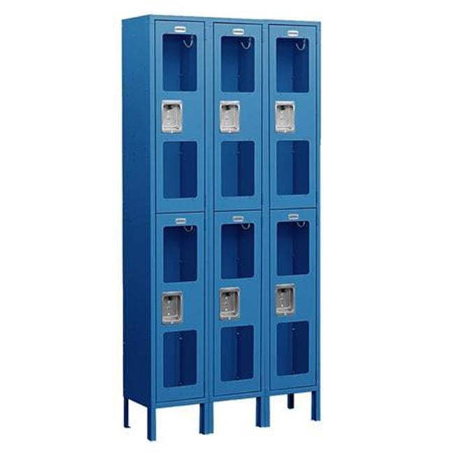 See-Through Metal Locker - Blue - 6 ft. H x 12 in. D - Double Tier - 3 ...