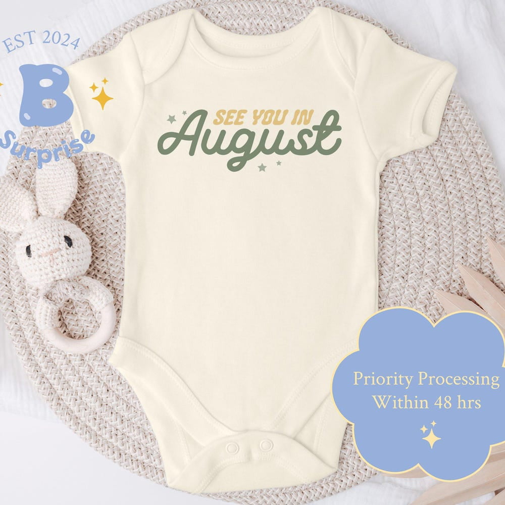 See You In August Onesie, Baby Announcement Bodysuit, Gender Neutral ...