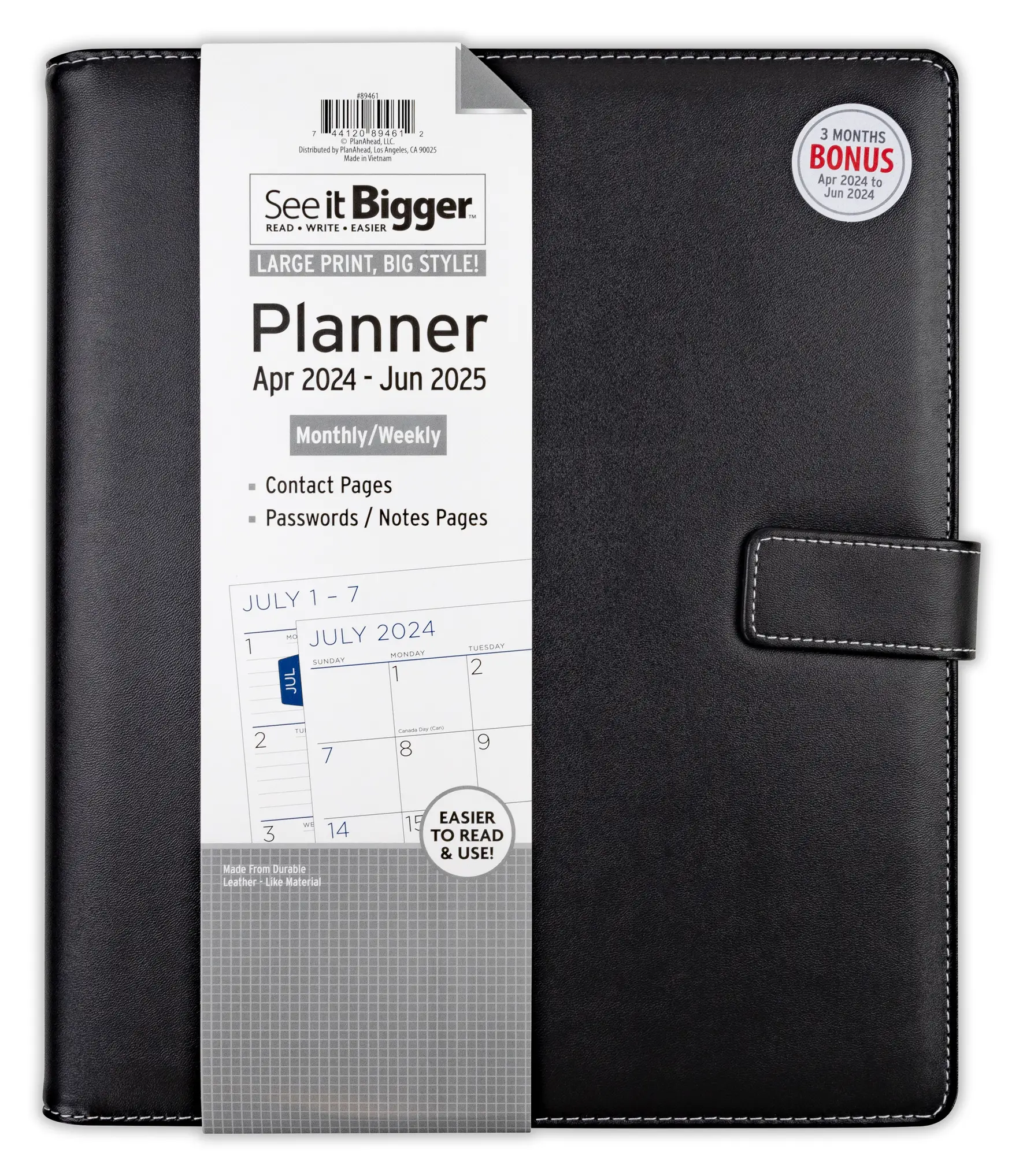 See it Bigger April 2024-June 2025 Weekly Dated Padfolio Planner (11.75 ...
