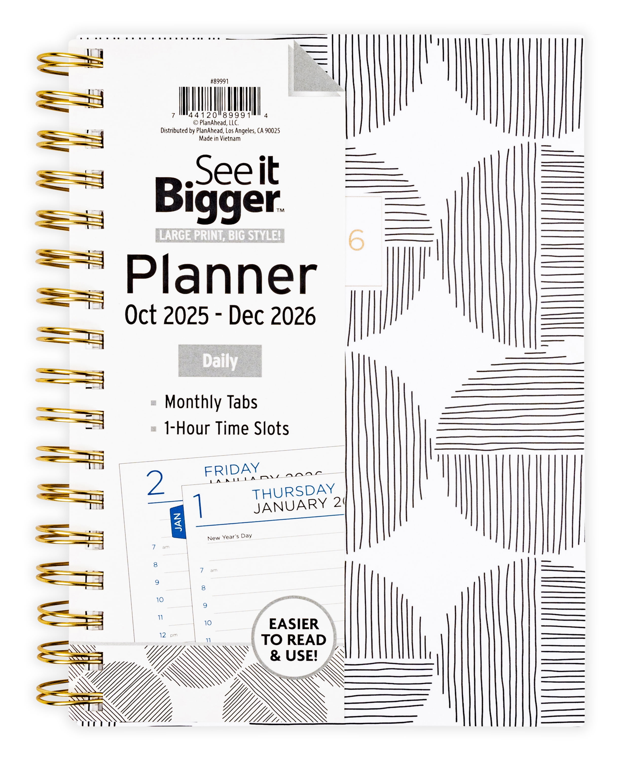 See it Bigger Daily Planner Medium (6.25″X 8.75″) Gray 15-Month Oct ...