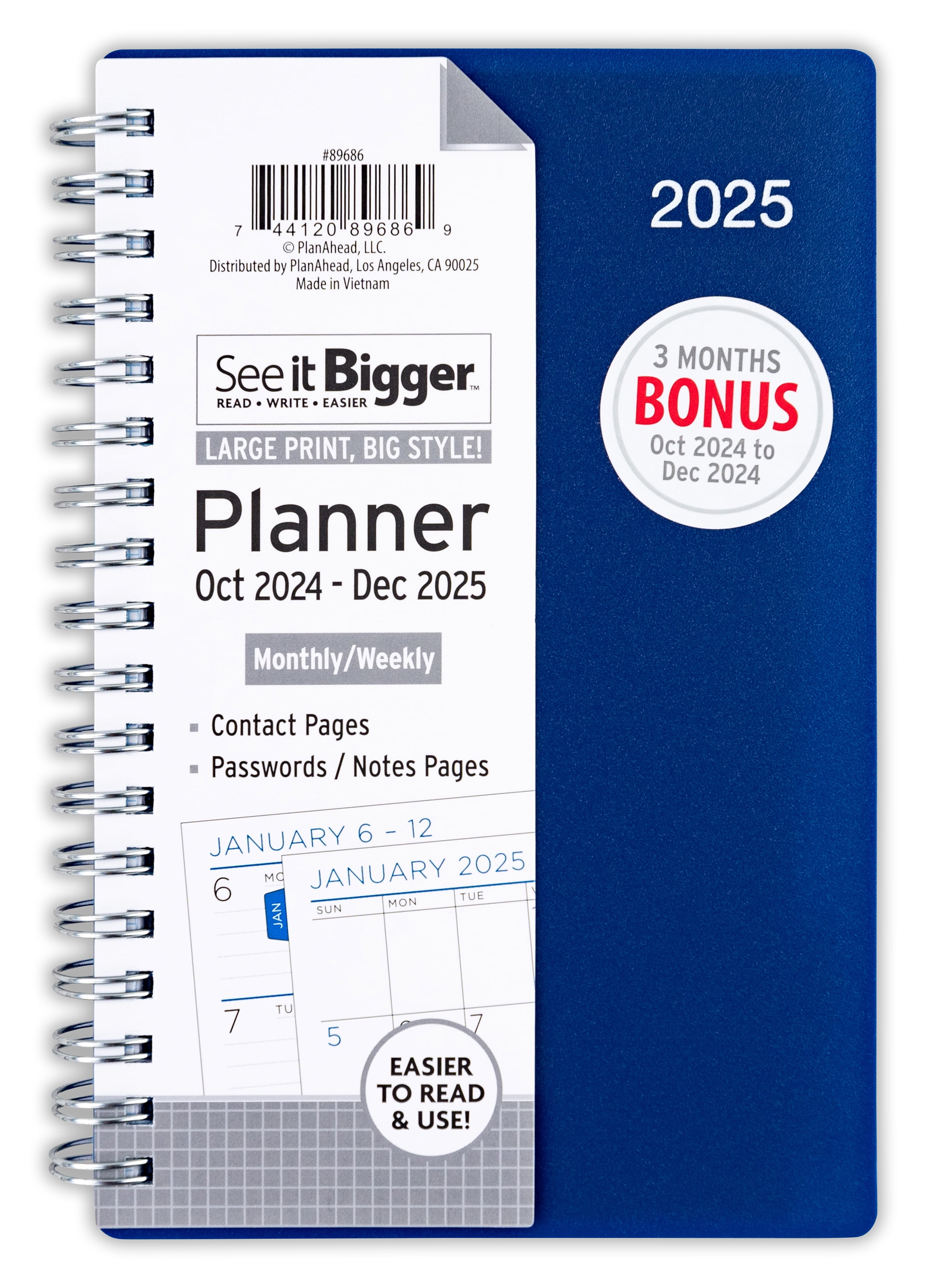 See it Bigger Oct 2024 - Dec 2025 Weekly Dated Planner (4.5" x 6.5 ...