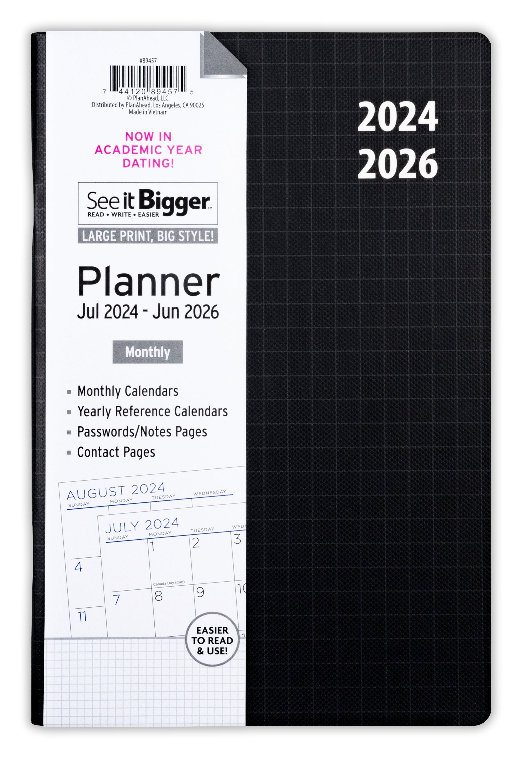 See it Bigger July 2024 - June 2026 Monthly Dated Planner (6"x 9 ...
