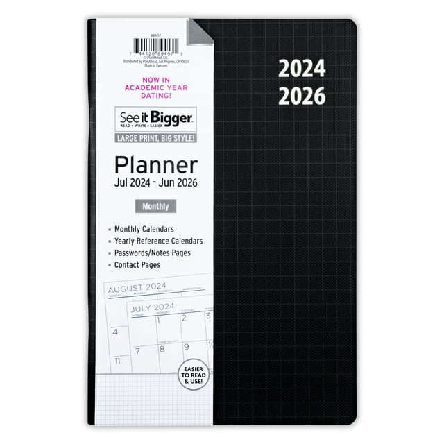 See it Bigger July 2024 - June 2026 Monthly Dated Planner (6"x 9 ...