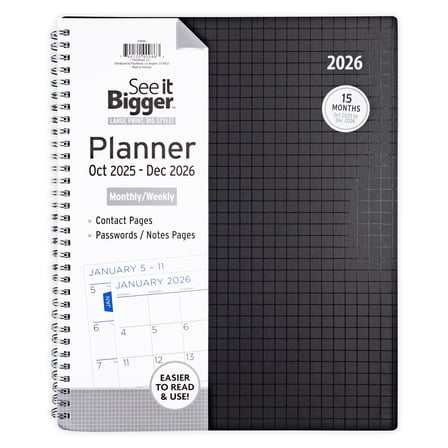 SKILCRAFT Weekly Planner 12-Month w/Cover - Walmart.com