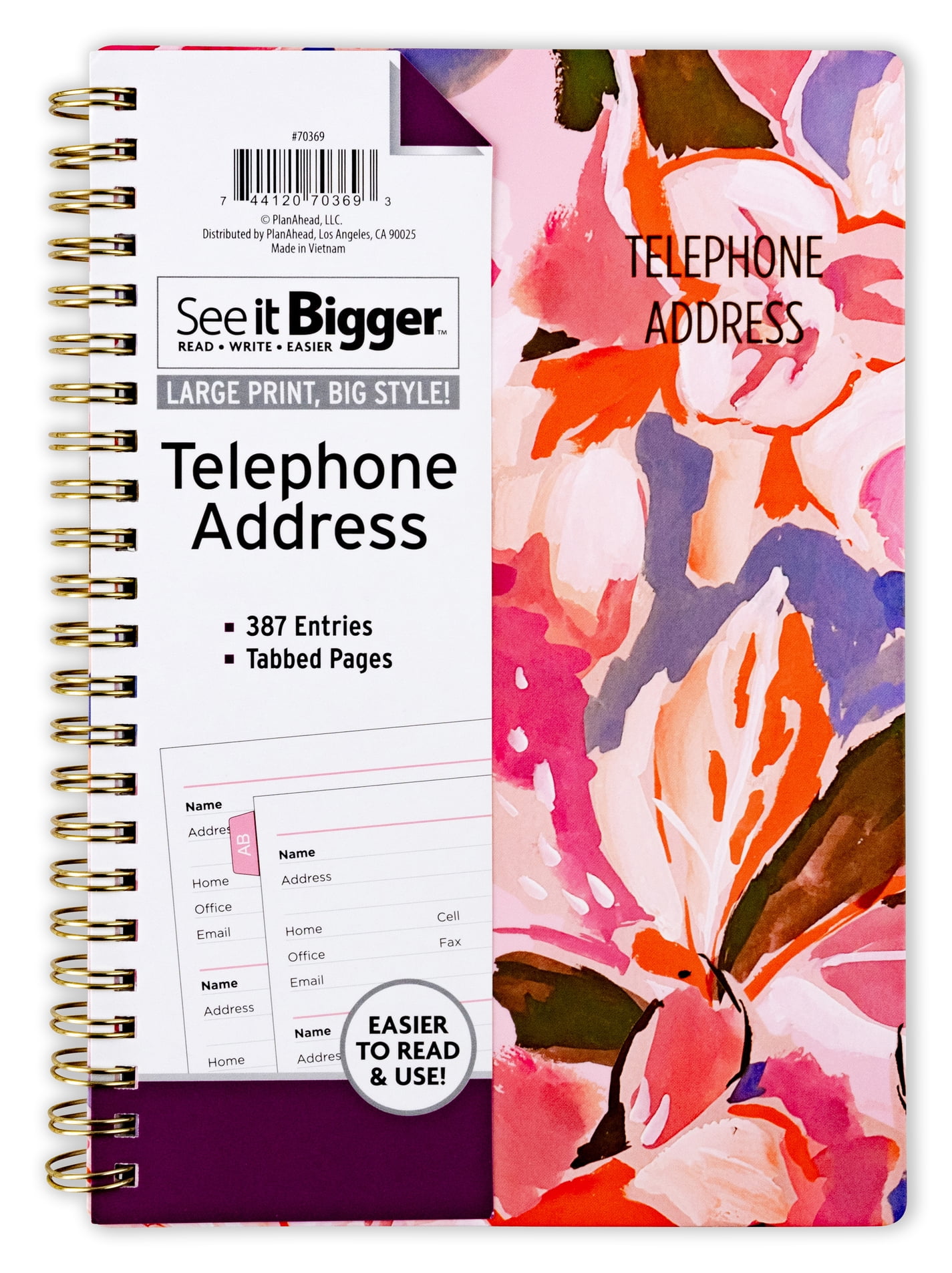 See it Bigger Telephone and Address Book with Password Pages (5.5" x 8 ...