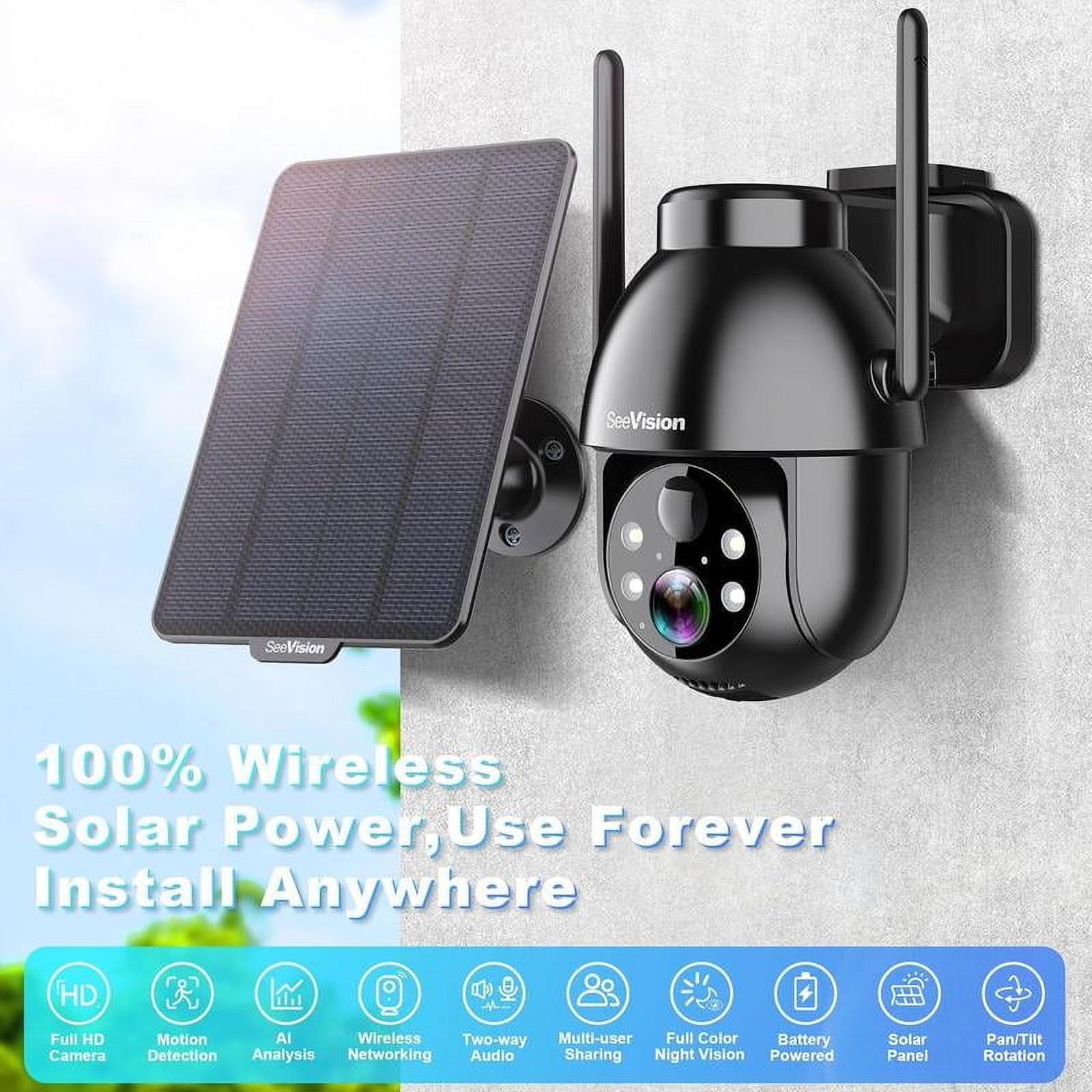 SeeVision Solar WIFI Security Camera with Spotlight, 1080P HD Clear ...