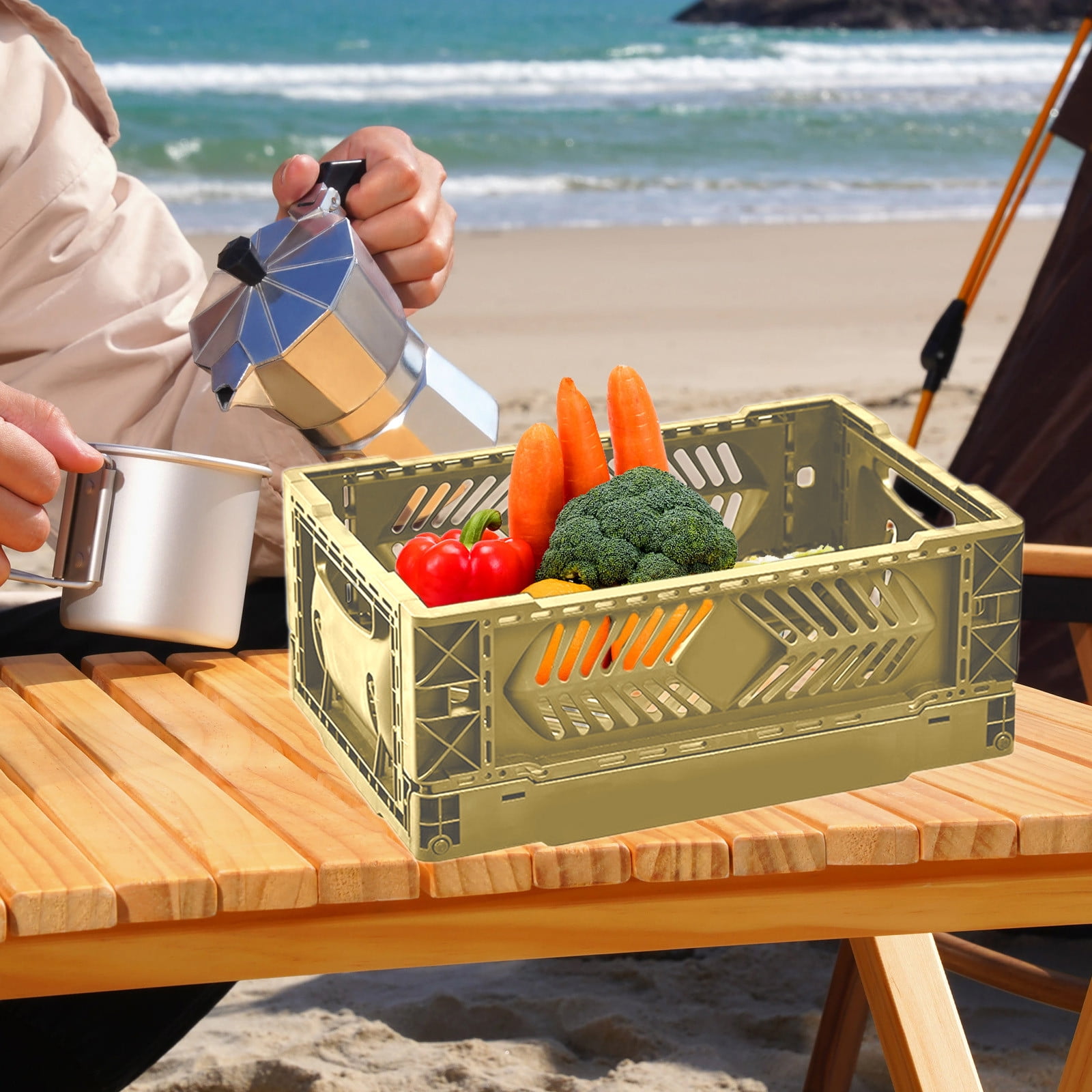 Seebayas Desktop Folding Storage Basket Kitchen Household Refrigerator ...