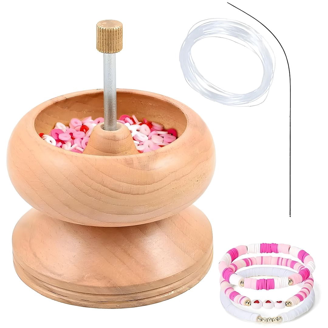 Shop LC Crafting Pine Wooden Bead Spinner with Needle for DIY Jewelry ...
