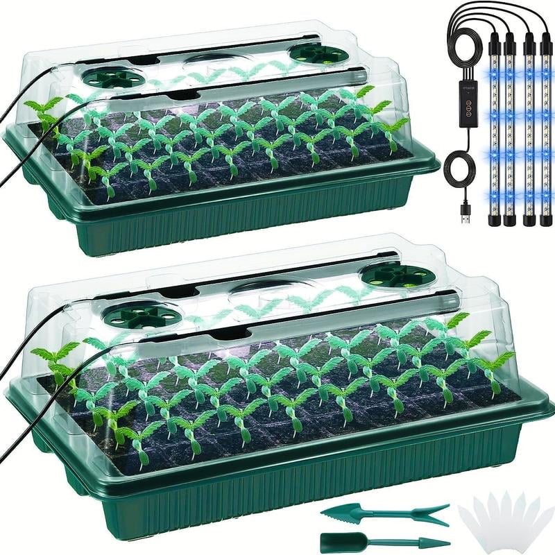 Seed Germination Tray Set, 2 Counts Seed Starter Tray Kit with Grow ...