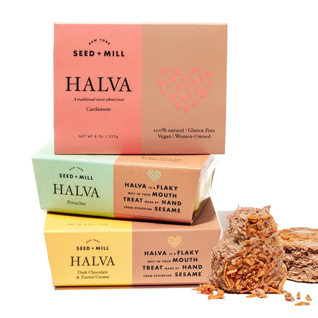 Seed + Mill - OIF8 Halva - Nostalgia Trio (Cardamom, Pistachio, & Dark Chocolate Toasted Coconut ...