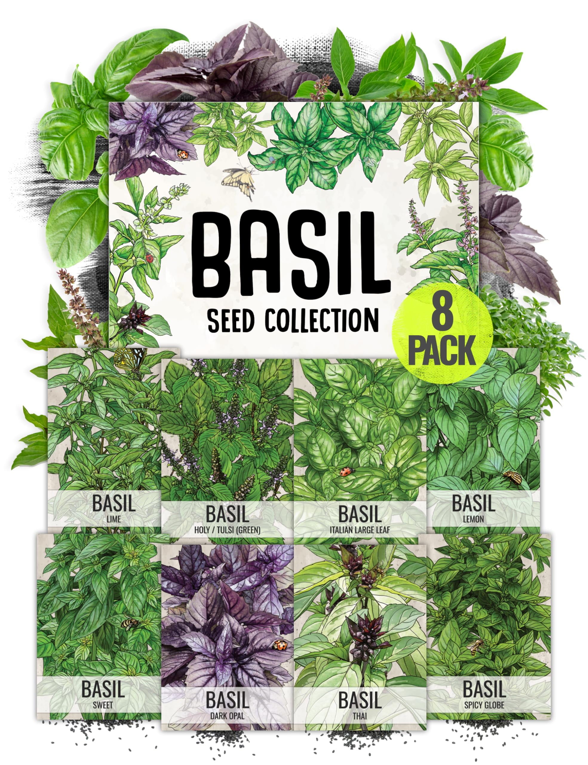 Seed Needs, Culinary TWE5 Basil Herb Seed Packet Collection (8 ...