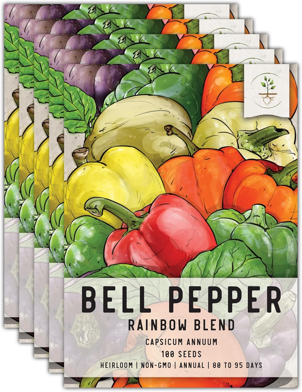 Seed Needs, Rainbow Bell Pepper Seeds - 100 Heirloom Seeds for Planting ...