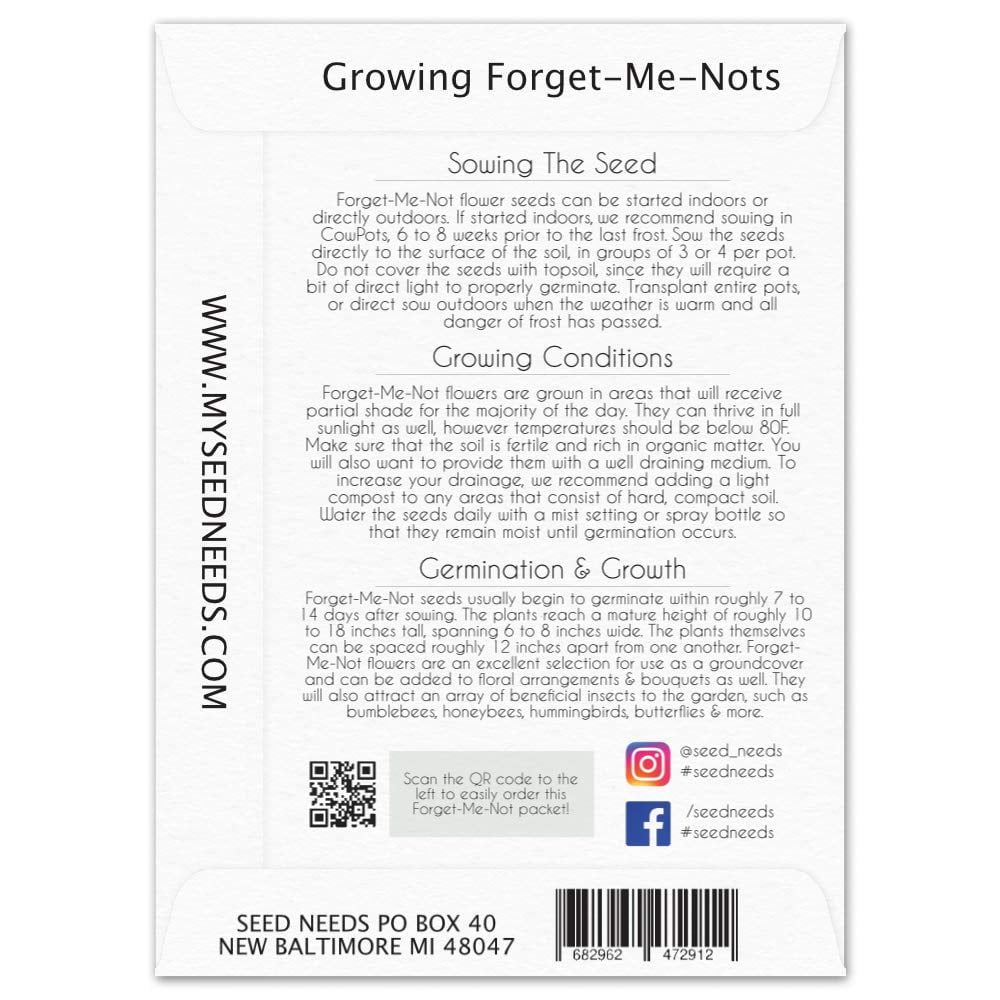 Seed Needs, Set of 20 Forget-Me-Not Remembrance H2FSDSeed Packet Favors ...