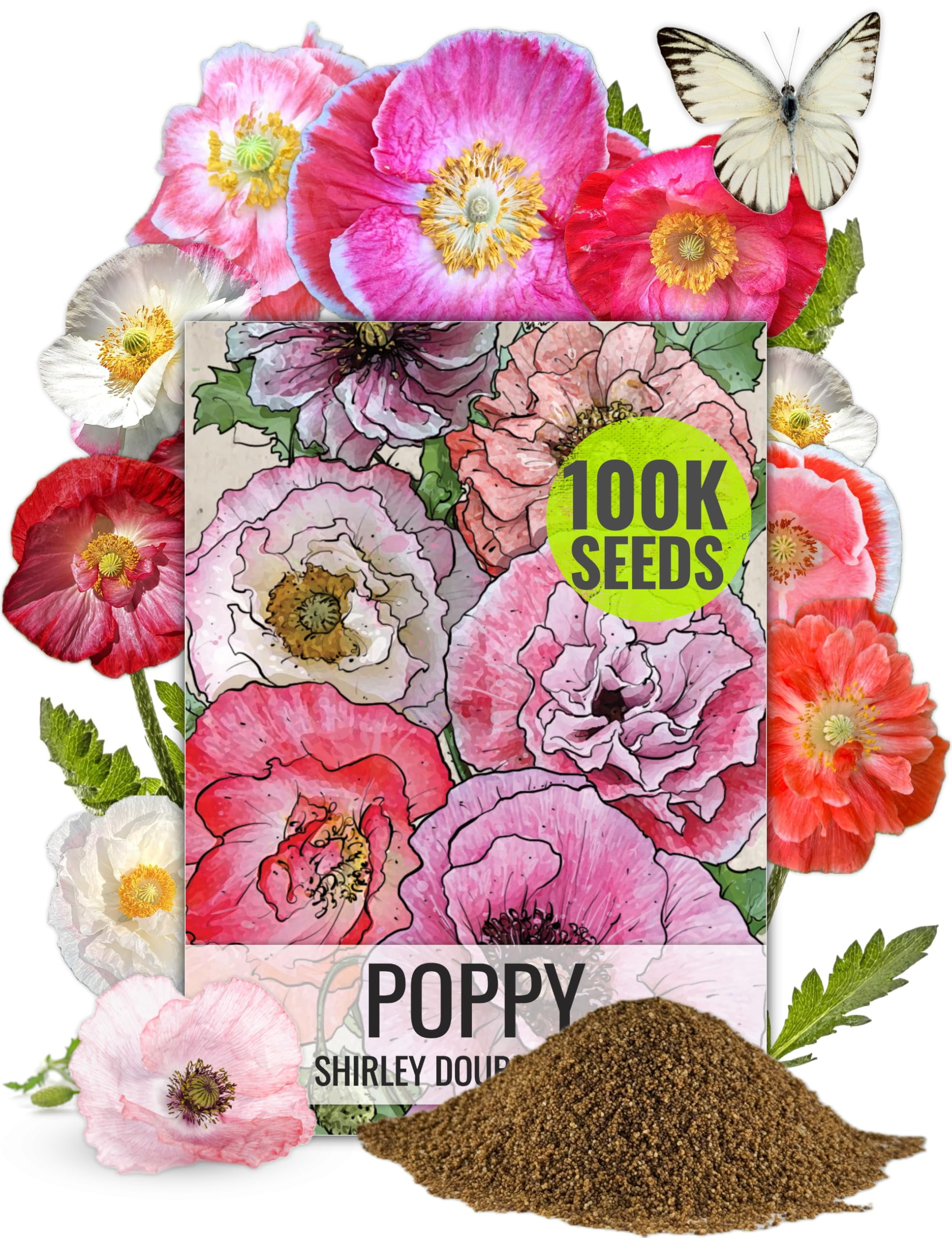 Seed Needs ShirleyUMRT Mixed Poppy Seeds for Planting Double Mixture ...