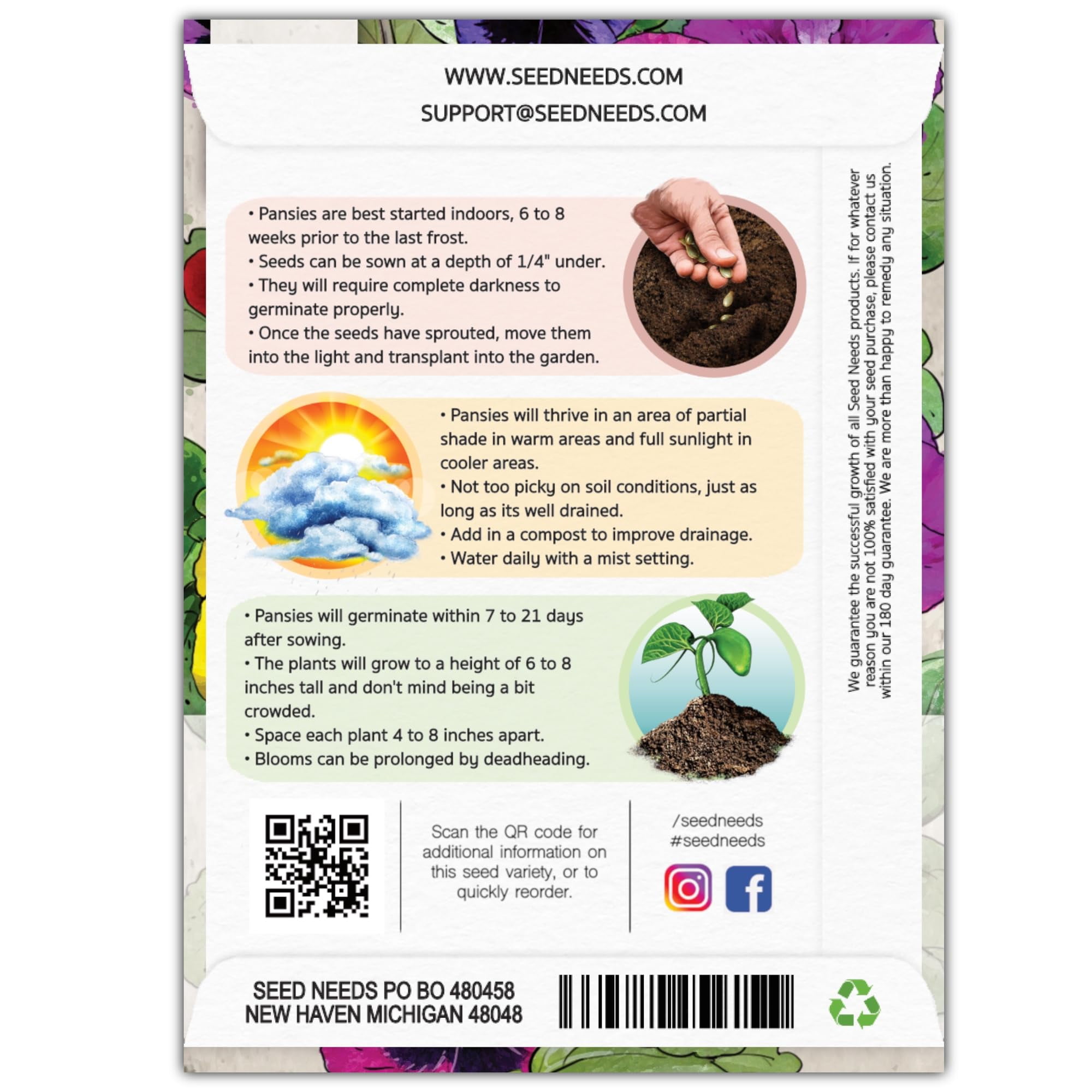 Seed Needs, Swiss Giants Pansy Seeds - H2FSD600 Heirloom Seeds for Planting Viola wittrockiana ...