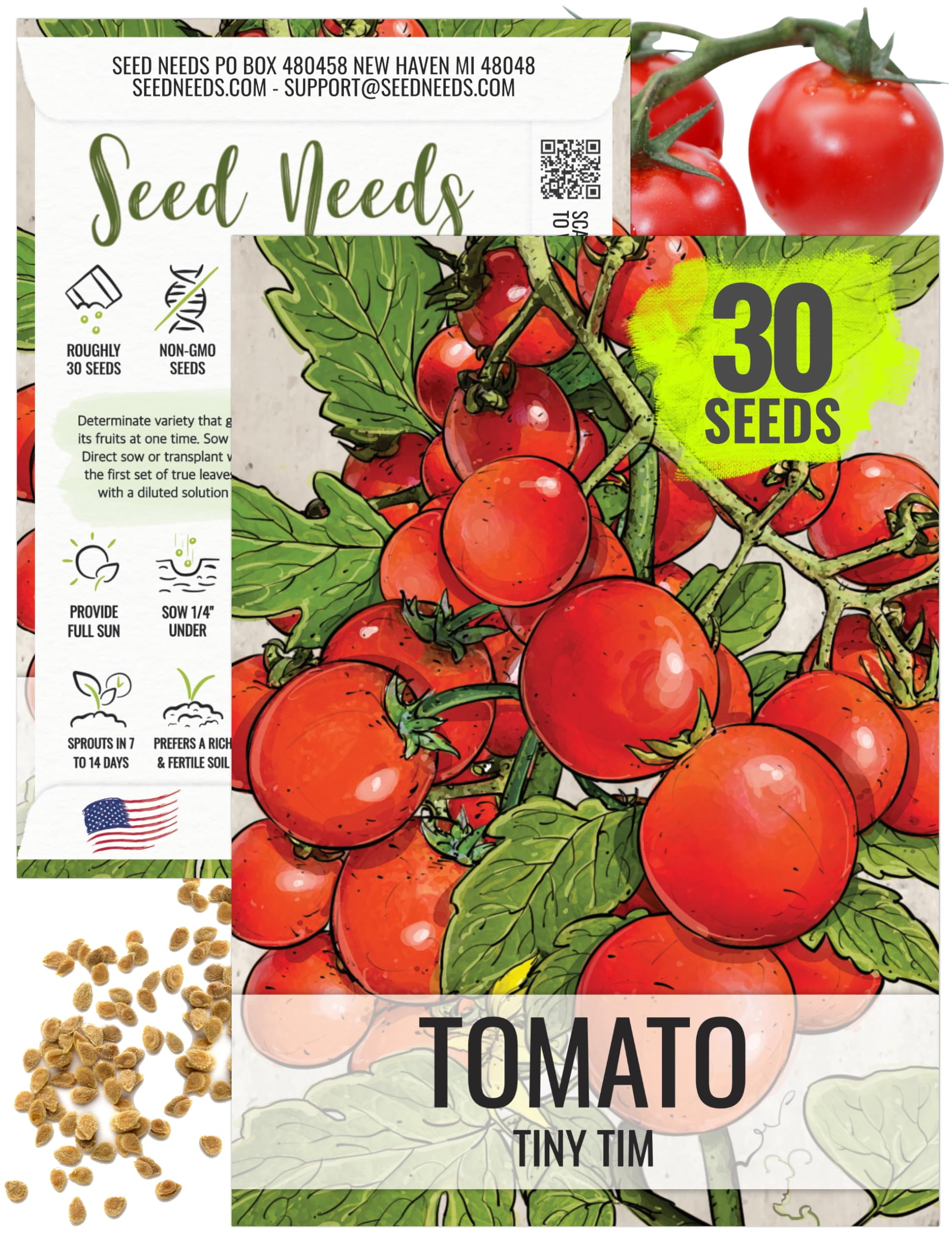 Seed Needs Tiny AJH3 Tim Tomato Seeds for Planting Dwarf Cherry Tomatoes - Non-GMO Heirloom ...
