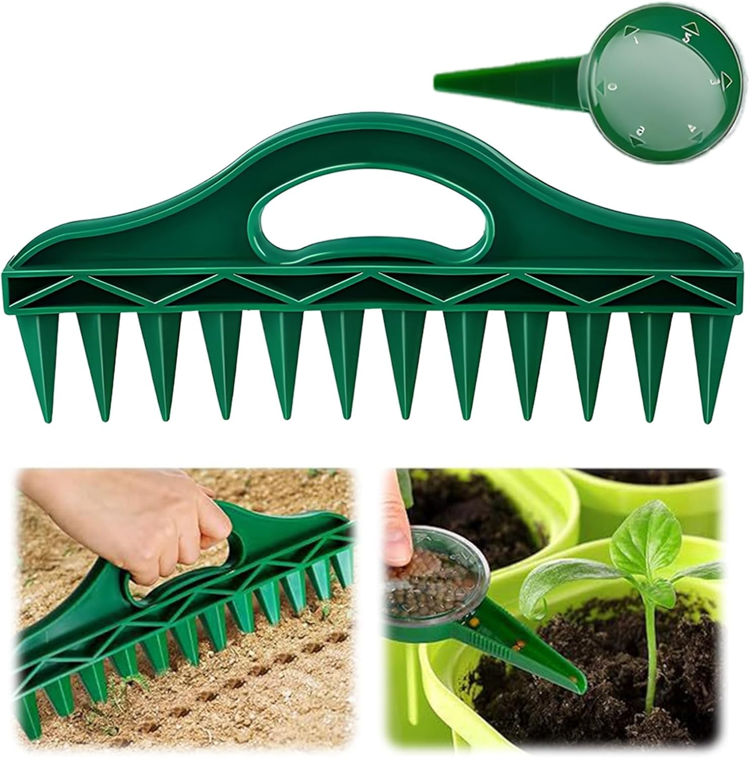 Seed Spreader, 2025 Upgraded Sowing Seeds Dispenser Set, 12-Hole Digger ...