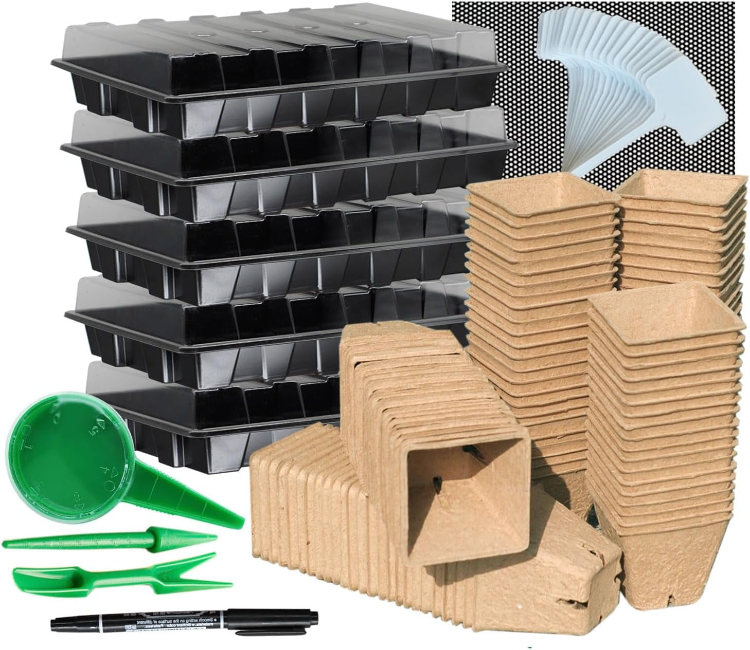 Seed Starter Kit with 100 Peat Pots for Seedlings Seed Starter Tray, 5 ...