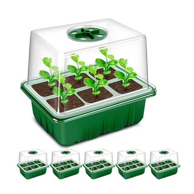 Seed Starter Tray, 5 Pack 6 Cells Seed Starter Kit, Seed Starting Trays ...