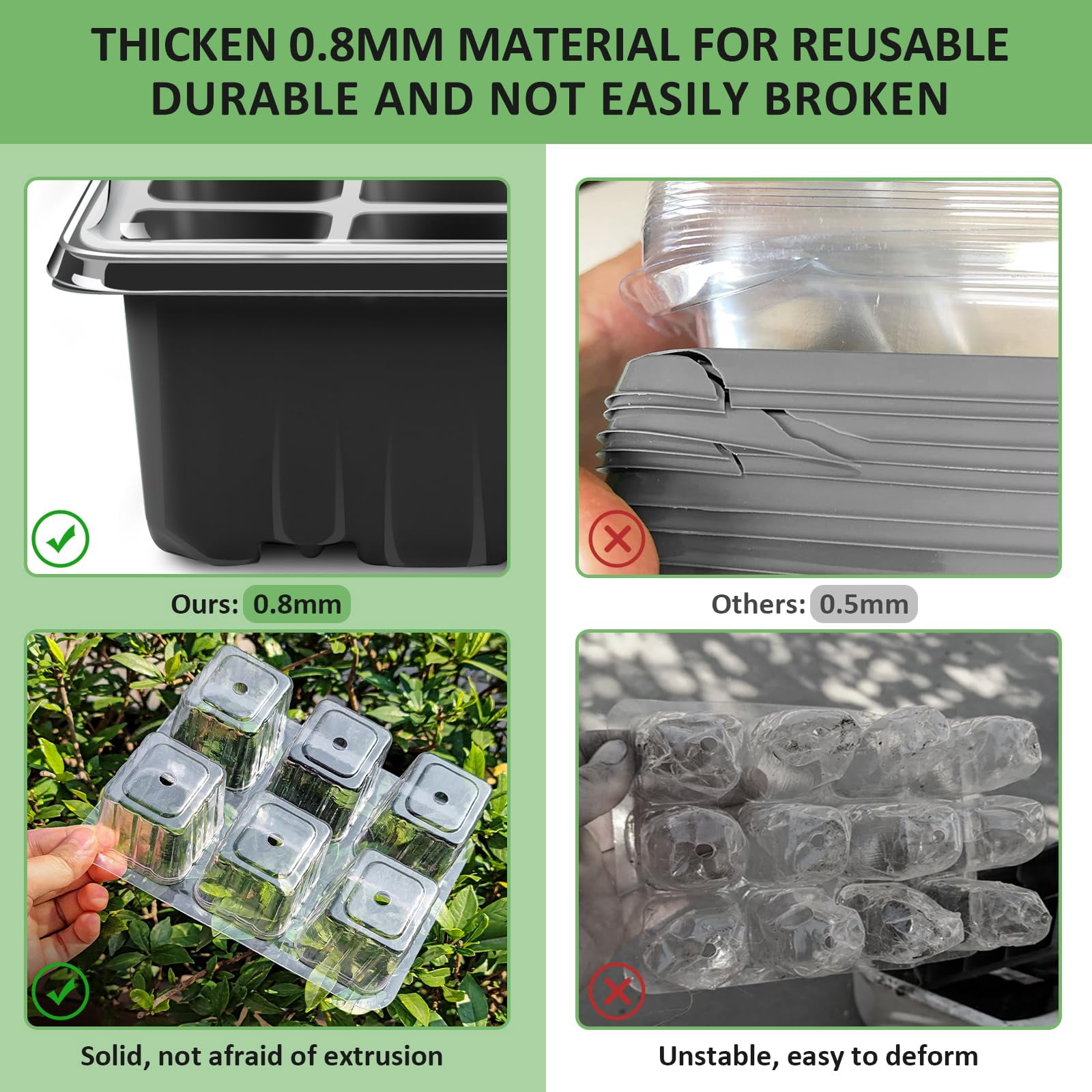 Seed Starter Tray, 5 Pack 6 Cells Seed Starter Kit, Seed Starting Trays ...