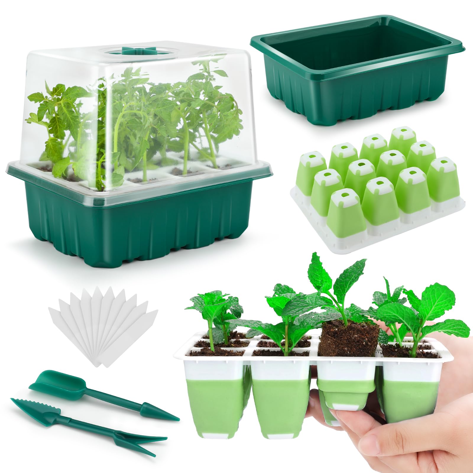 Seed Starter Tray, 72 Cells Indoor SMRSeed Starter Flexible Silicone ...