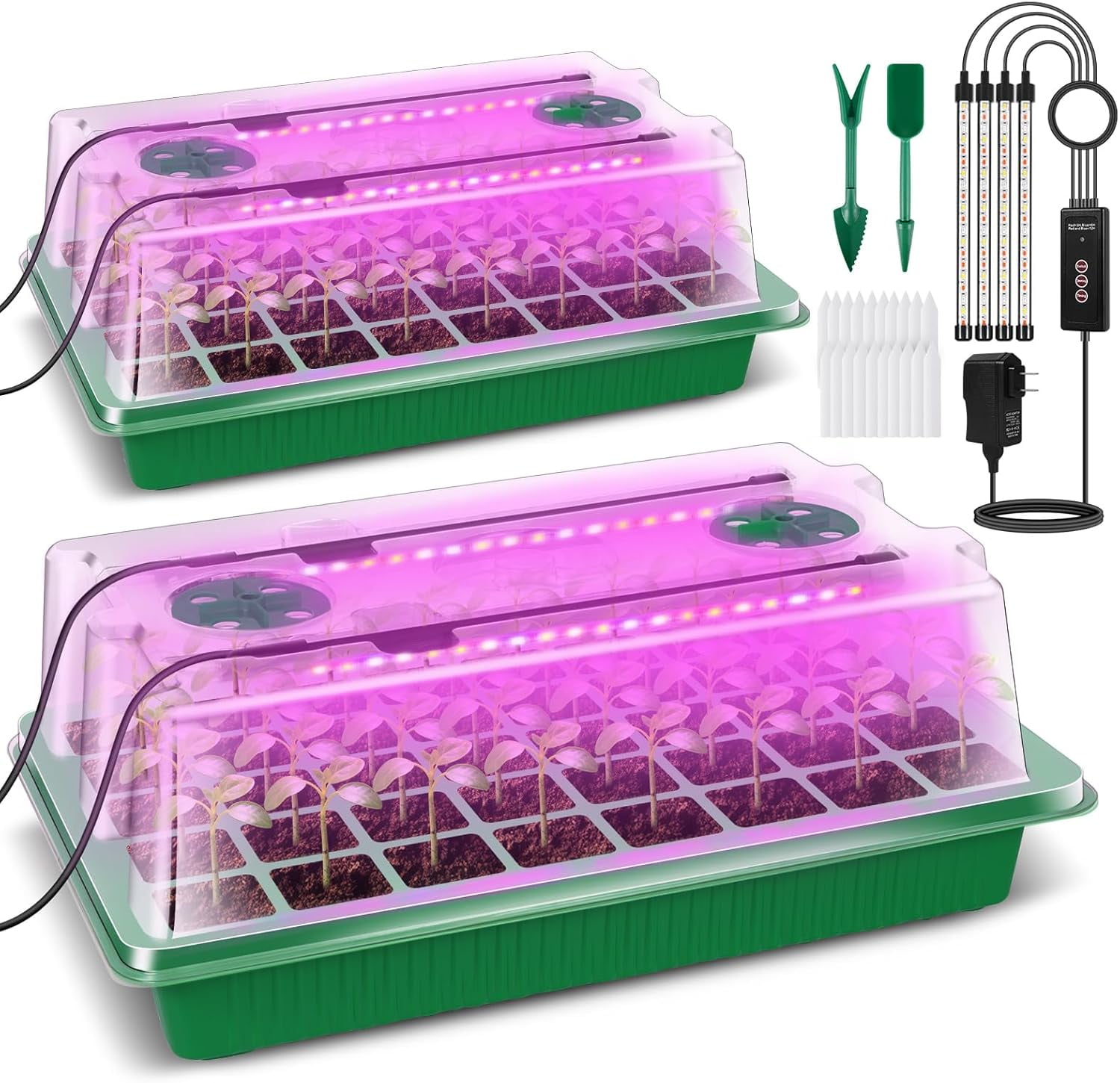 Seed Starter Tray with Grow Light, 2 Pack 80 Cells Seed Starter Kit ...