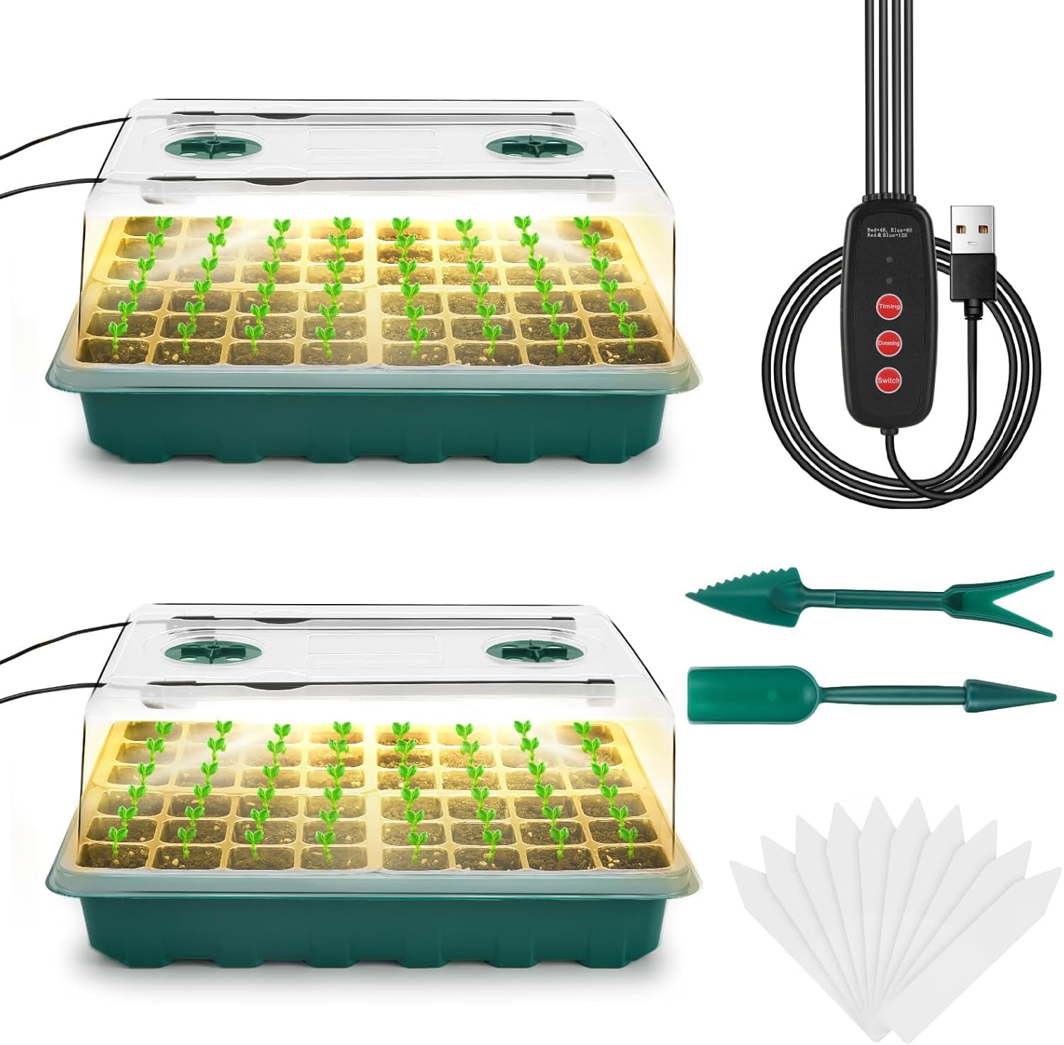 Seed Starter Tray with Grow Light, 96-Cell Seed Starter Kit, Seedling ...