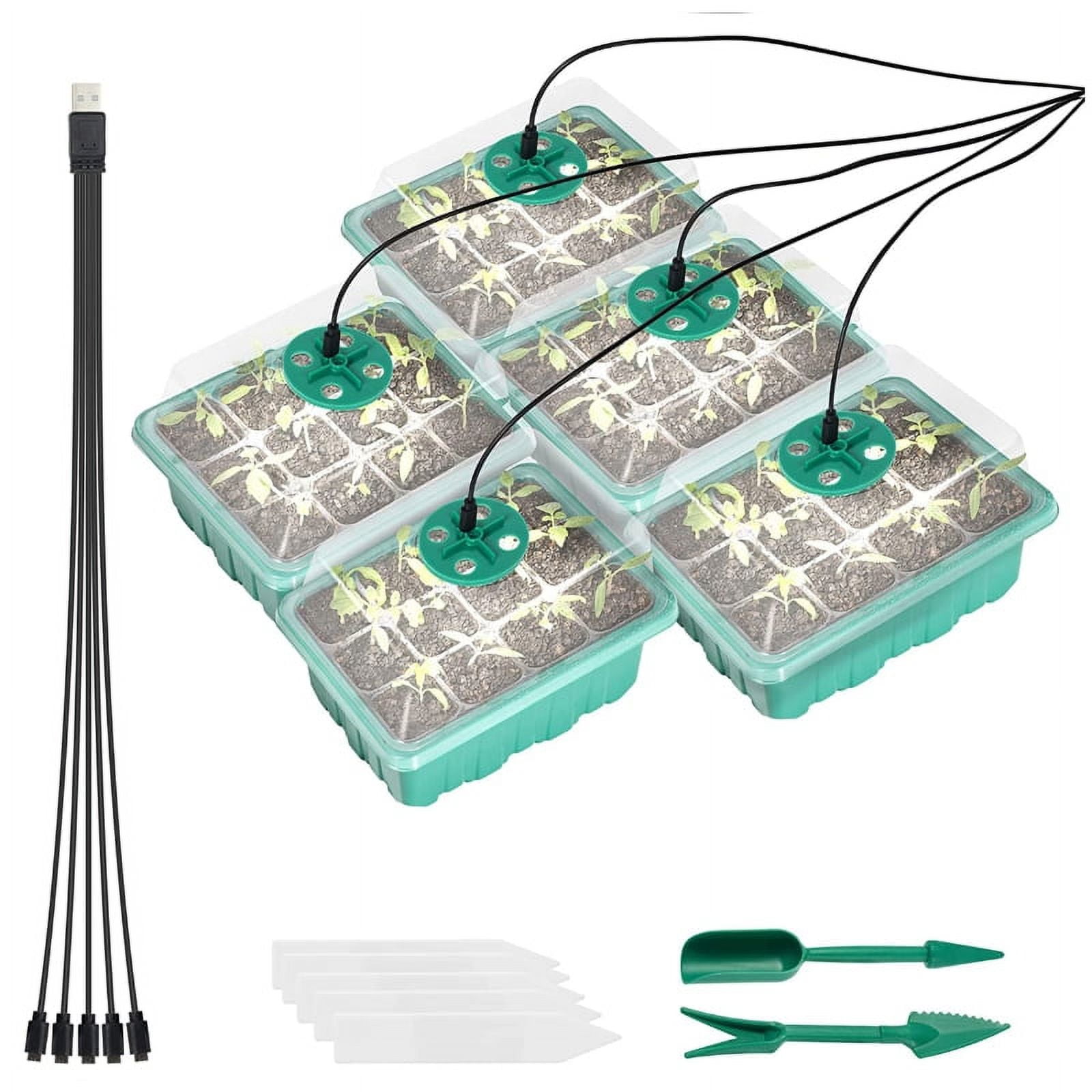 Seed Starter Tray with Grow Light Seed Starter Kit Adjustable Humidity ...