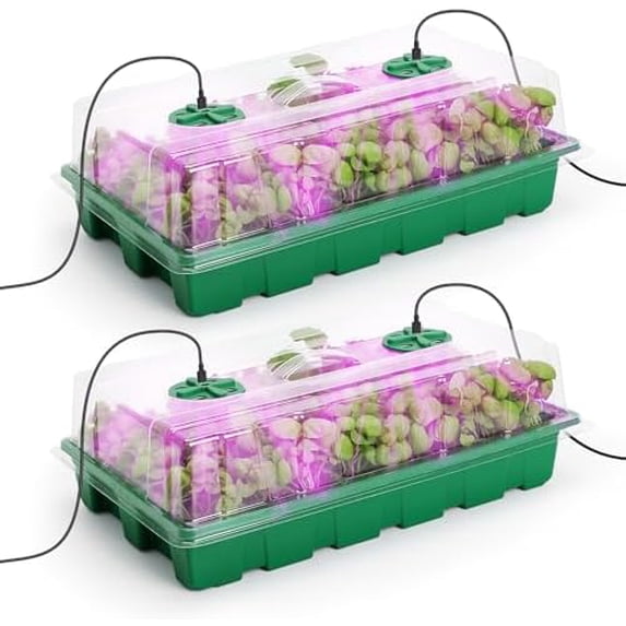 Seed Starter Tray with Lights, 2 Packs Mini Propagator Plant Grow Kit ...