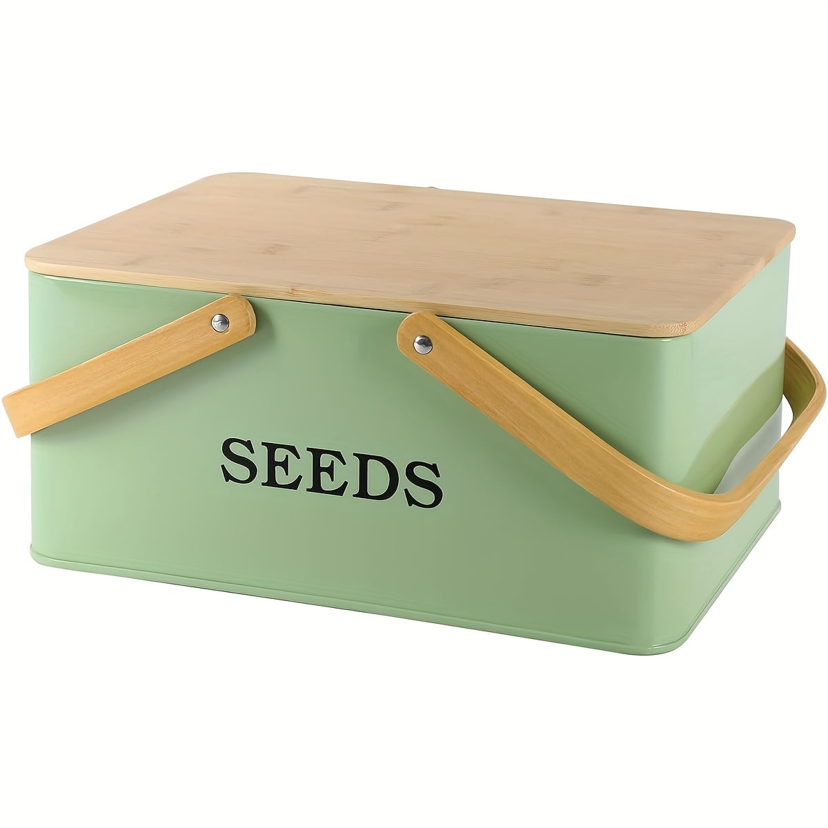 Seed Storage Box, Metal Seed Box With Wooden Lid, 4 Compartments Garden ...